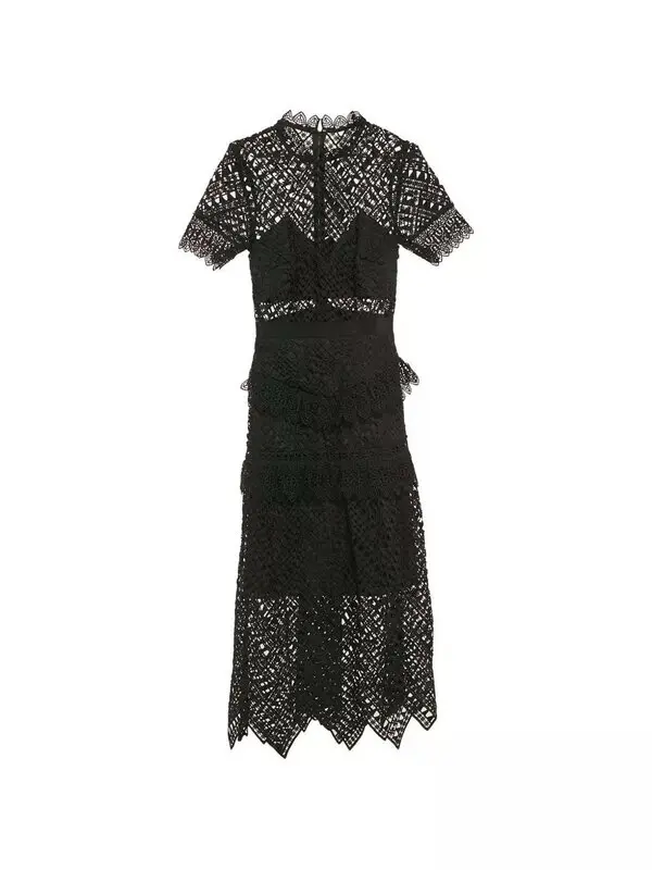 SELF-PORTRAIT Tiered Lace Midi Dress