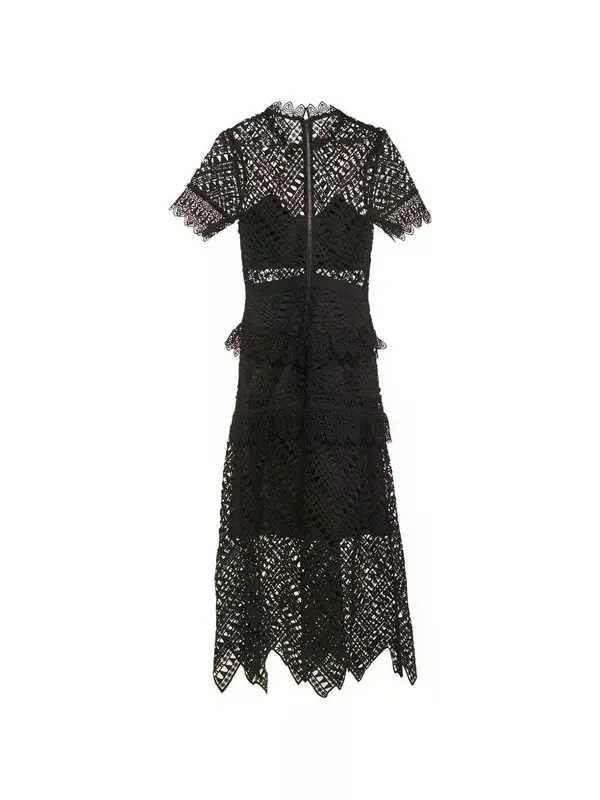 SELF-PORTRAIT Tiered Lace Midi Dress