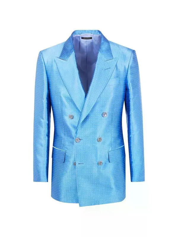 TOM FORD Double-breasted Polka-dot Blazer - Blue