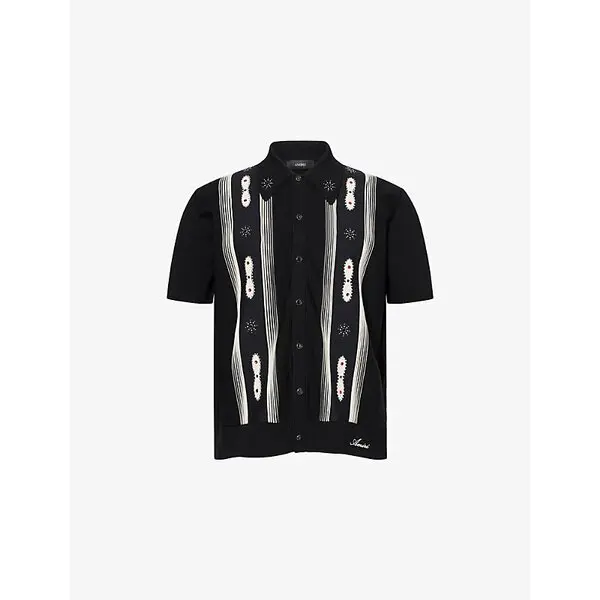 Amiri Stud Stripe Short-sleeves Wool-blend Shirt