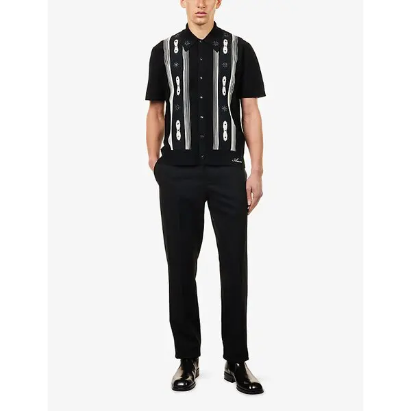 Amiri Stud Stripe Short-sleeves Wool-blend Shirt