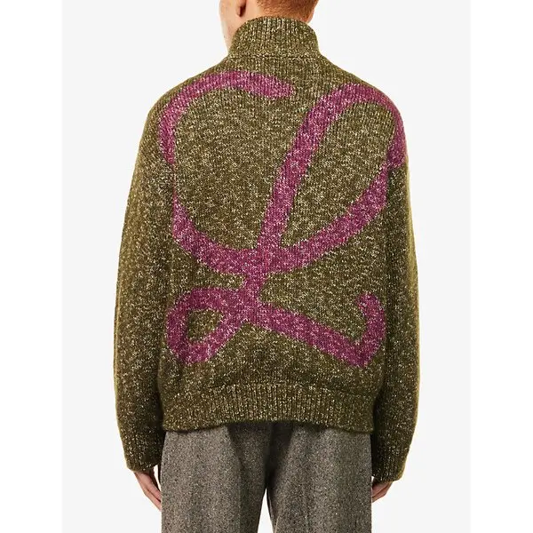 Loewe Anagram High-neck Knitted Cardigan