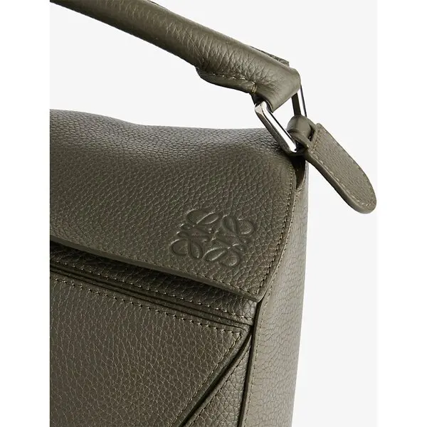 Loewe Puzzle Large Leather Top Handle Bag - Dark Khaki