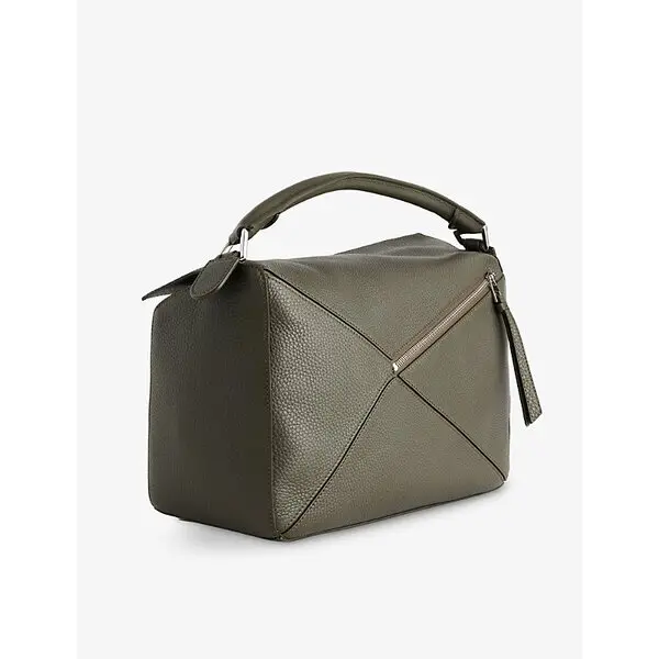 Loewe Puzzle Large Leather Top Handle Bag - Dark Khaki