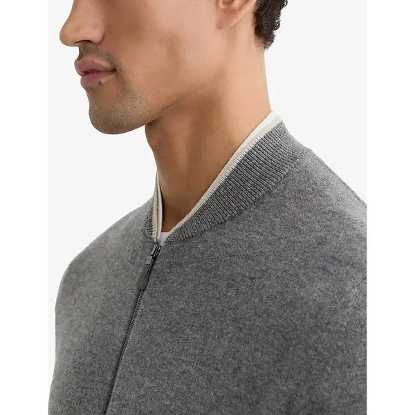 REISS Zip-up Wool Bomber Cardigan
