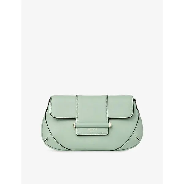 JIMMY CHOO Leather Shoulder Bag With Chain - Verde/shiny Gold