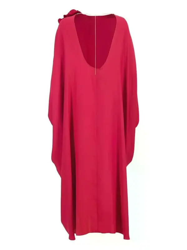 PAULA Floral-embellished Silk Cape Dress - Red