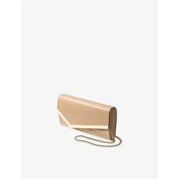JIMMY CHOO Emmie Patent Leather Clutch - Chai/light Gold