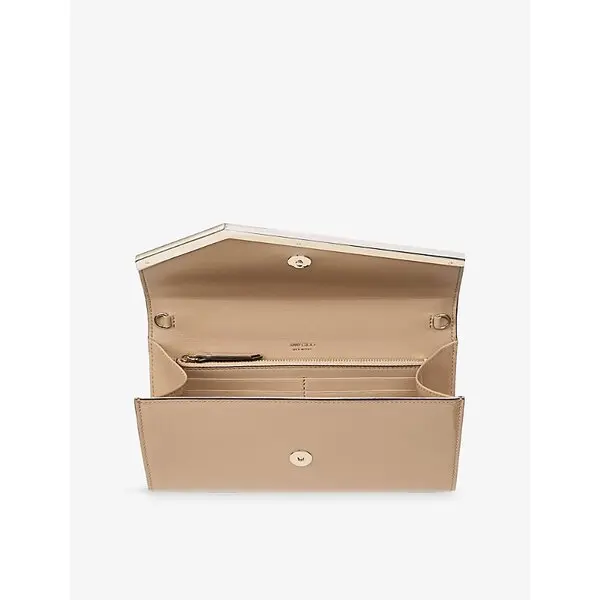 JIMMY CHOO Emmie Patent Leather Clutch - Chai/light Gold