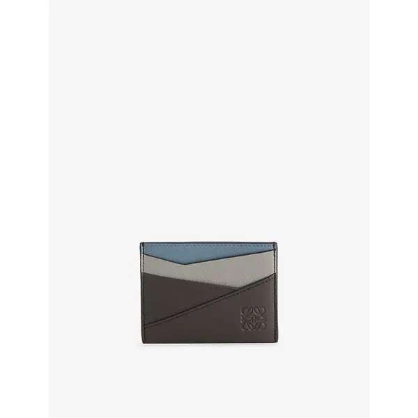 Loewe Puzzle Edge Leather Card Holder - Asphalt Grey/storm Blue