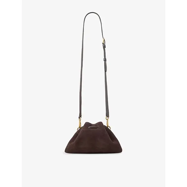 JIMMY CHOO Small Suede Bucket Bag - Coffee/gold