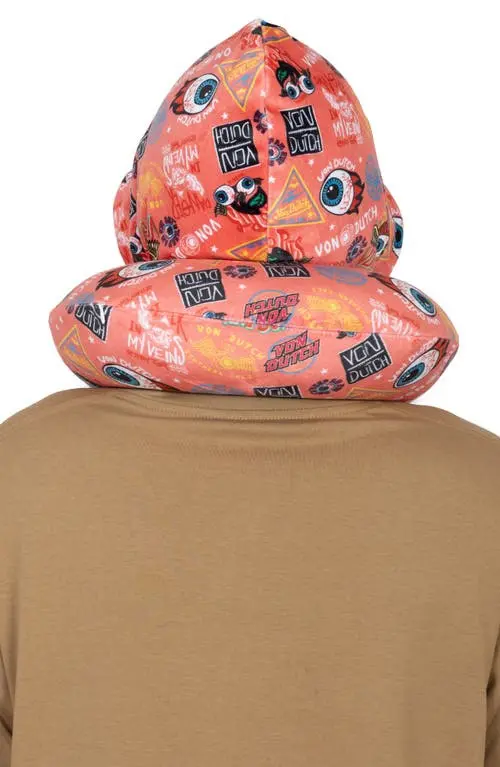 VON DUTCH Jax Hooded Travel Neck Pillow - Pink