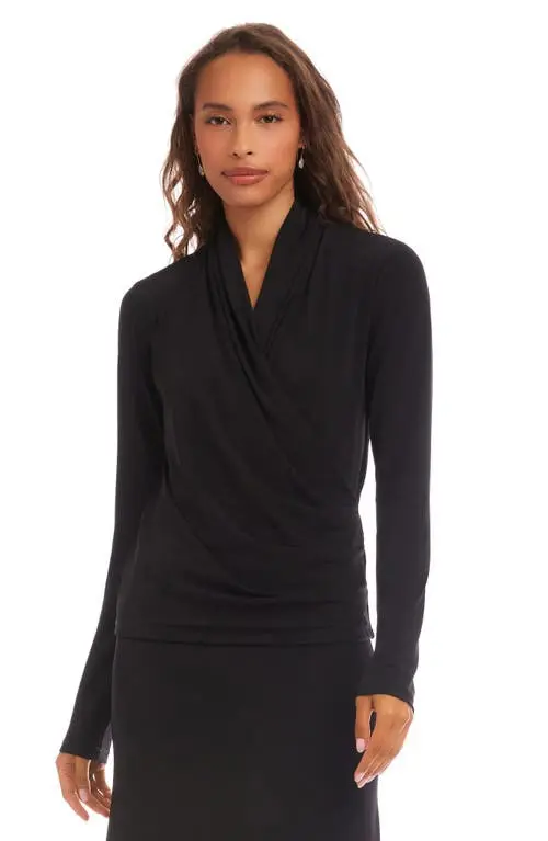 Karen Kane Travel Jersey Drape Cross Front Top
