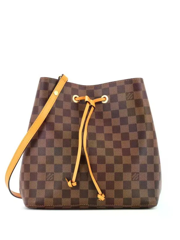 LOUIS VUITTON Néonoé Mm Bucket Bag Damier With Leather - Brown