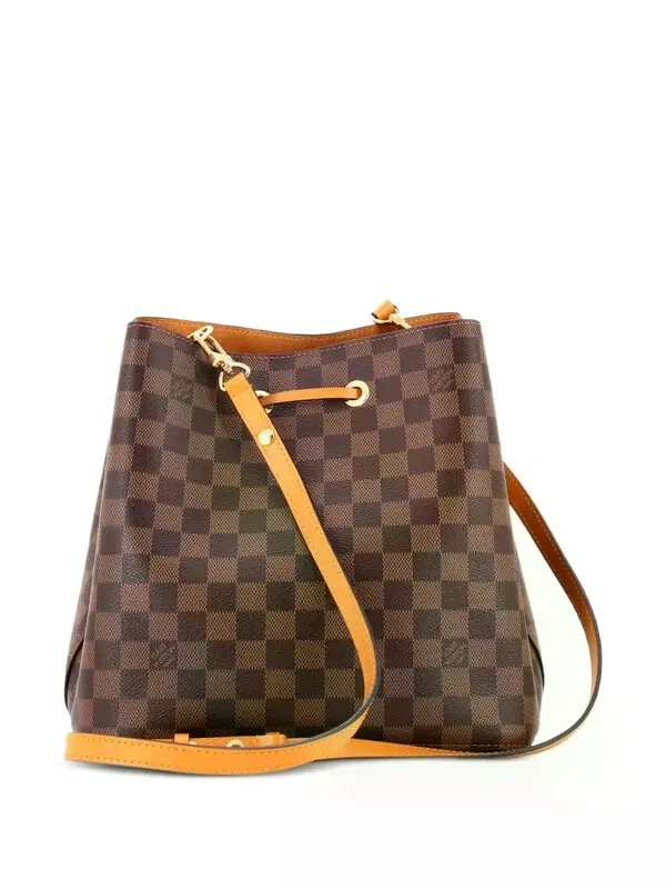 LOUIS VUITTON Néonoé Mm Bucket Bag Damier With Leather - Brown