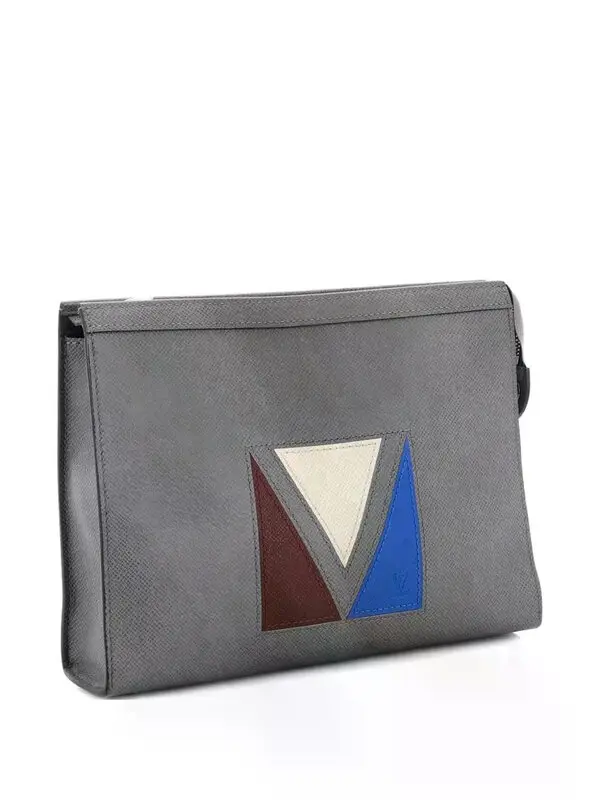 LOUIS VUITTON Pochette Voyage Panelled Taiga Leather Mm - Grey