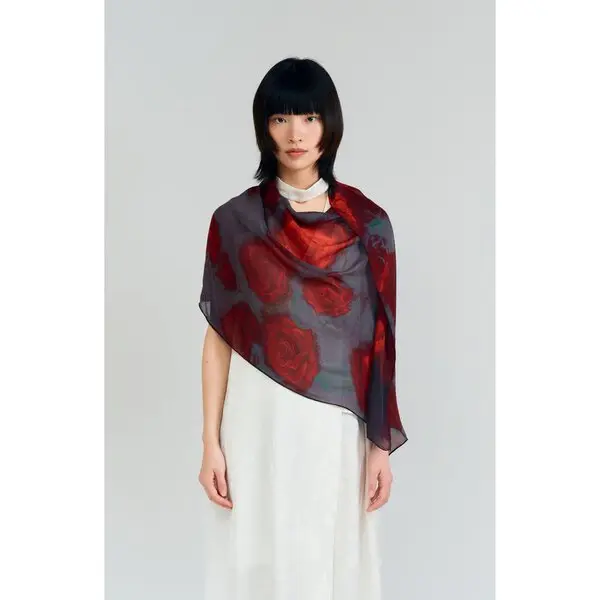 LOST PATTERN La Rosa Silk Scarf - Red