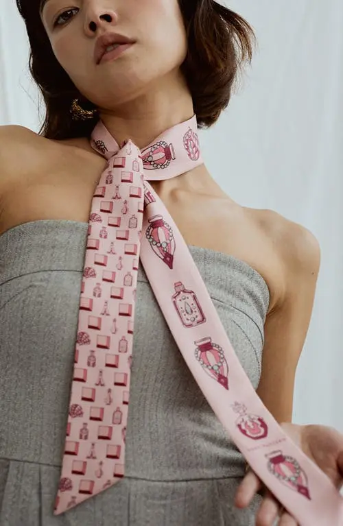 LOST PATTERN Amora Skinny Silk Scarf - Blush