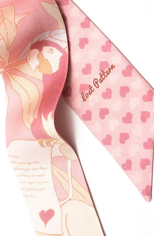 LOST PATTERN El Amor Skinny Silk Scarf - Beige Pink