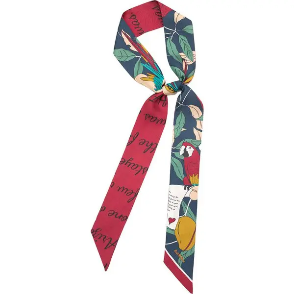 LOST PATTERN El Amor Skinny Silk Scarf - Red
