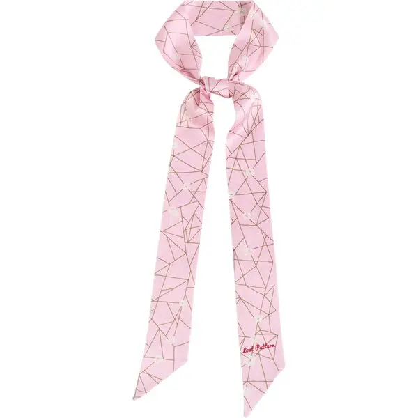 LOST PATTERN Almond Blossom Skinny Silk Scarf - Peach
