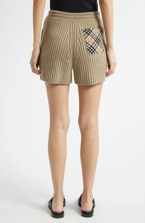 Burberry Rib Wool And Cashmere Shorts - Light Brown Melange