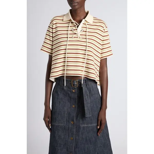 Moncler Stripe Cotton Polo - Neutral
