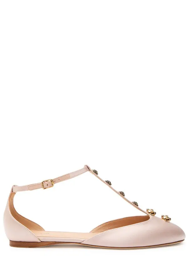 Chloé Celeste Embellished Satin Ballet Flats