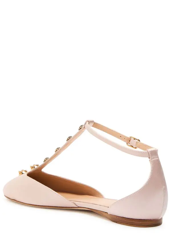 Chloé Celeste Embellished Satin Ballet Flats