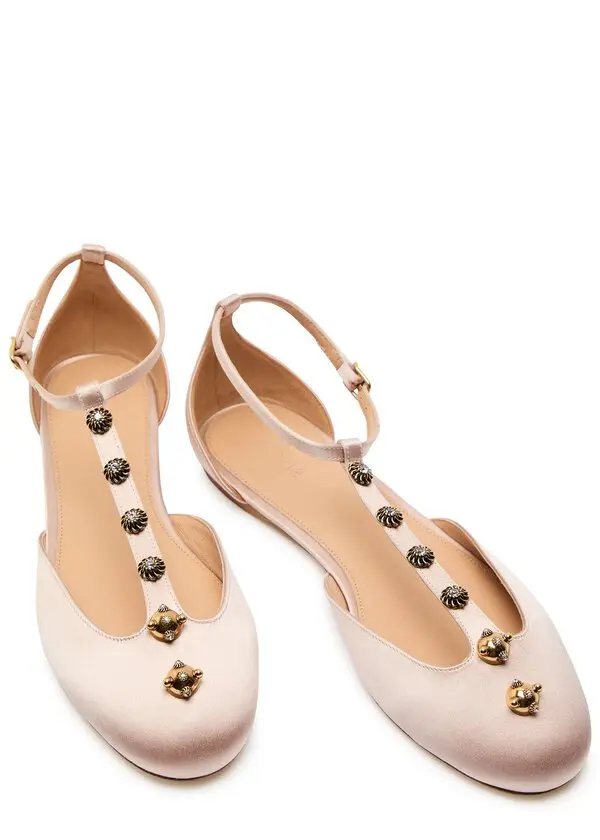 Chloé Celeste Embellished Satin Ballet Flats