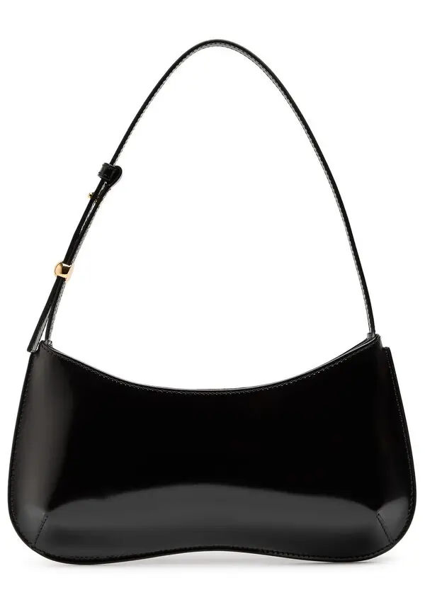 Jacquemus Le Bisou Glossed Leather Shoulder Bag - Black