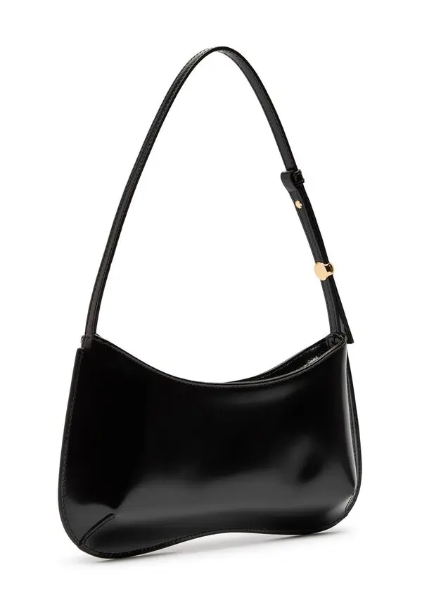 Jacquemus Le Bisou Glossed Leather Shoulder Bag - Black