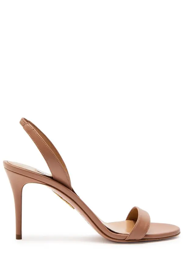 AQUAZZURA So 85 Leather Slingback Sandals - Nude