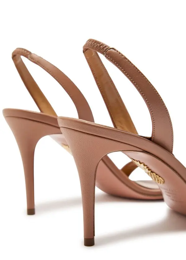 AQUAZZURA So 85 Leather Slingback Sandals - Nude