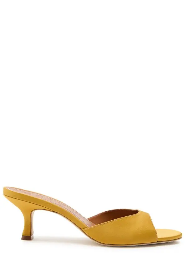Staud Brigette Satin Mules - Gold