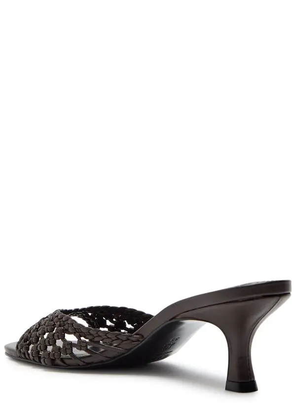 Staud Brigitte Hand-knotted Leather Mules - Brown