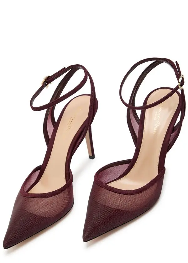 GIANVITO ROSSI Dorotea 85 Mesh Pumps - Burgundy
