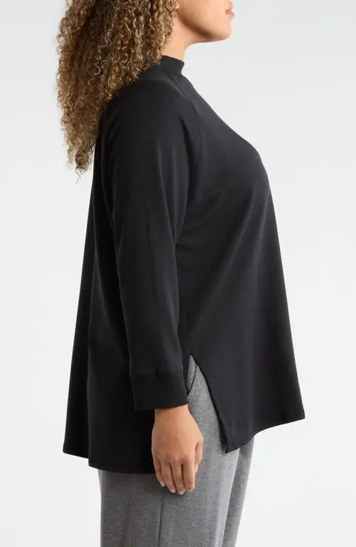 Eileen Fisher Mock Neck Terry Tunic Top