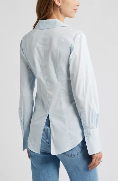 OPEN EDIT Seam Detail Split Back Stretch Cotton Poplin Shirt