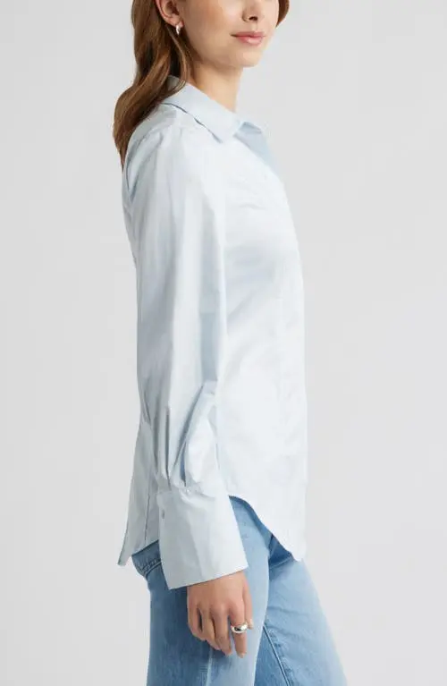OPEN EDIT Seam Detail Split Back Stretch Cotton Poplin Shirt