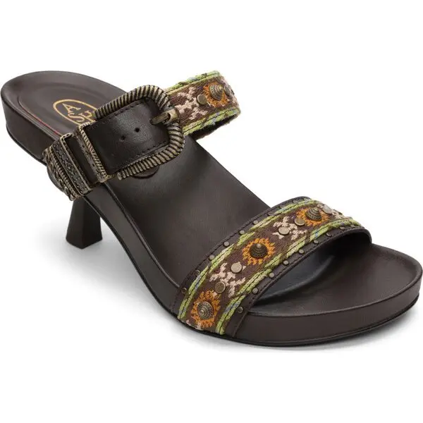 Ash Joey Embroidered Buckle Slide Sandal