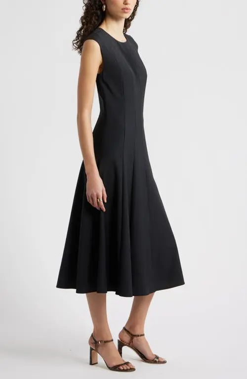 Nordstrom Seamed Wool Blend Midi Dress - Black