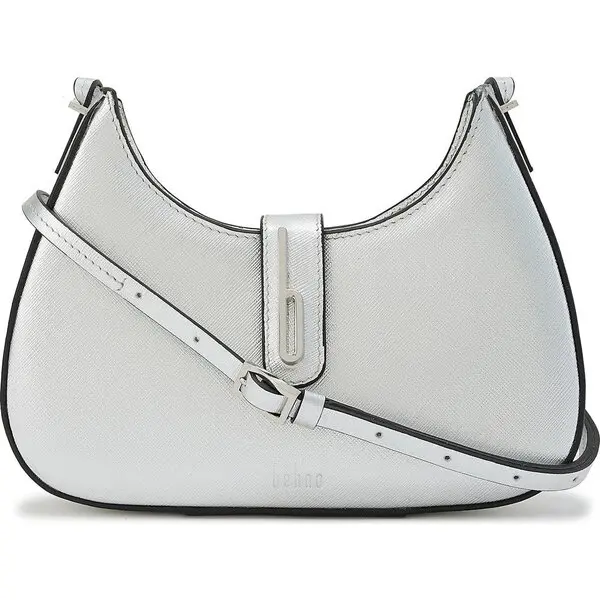 BEHNO Mini Leena Metallic Leather Crossbody Bag - Silver