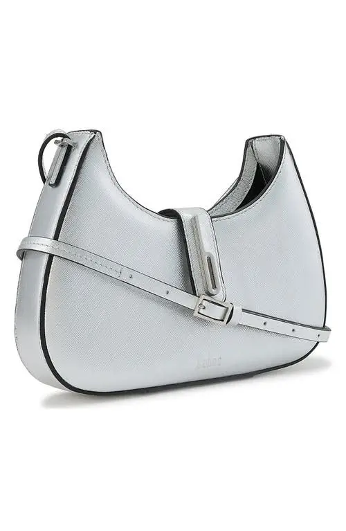 BEHNO Mini Leena Metallic Leather Crossbody Bag - Silver