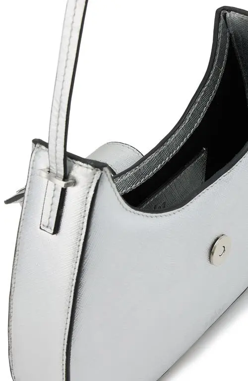 BEHNO Mini Leena Metallic Leather Crossbody Bag - Silver