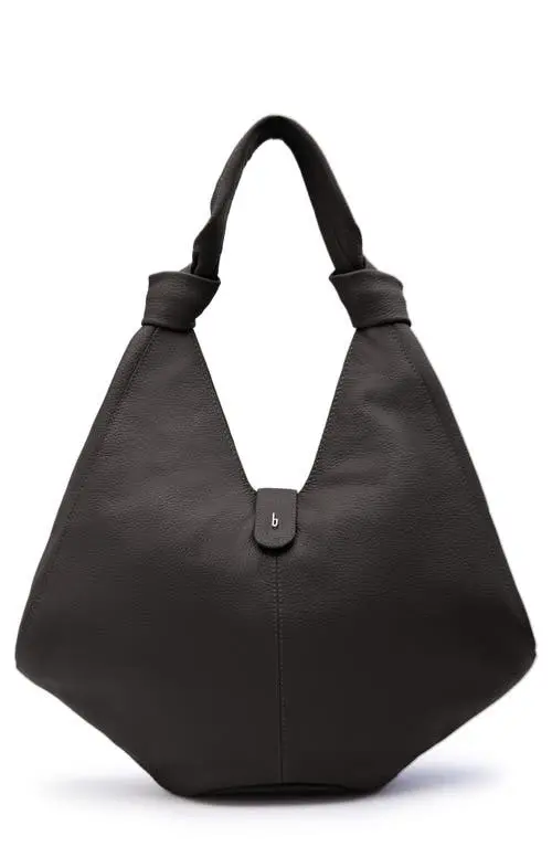 BEHNO Large Nelli Pebble Leather Hobo Bag - Black