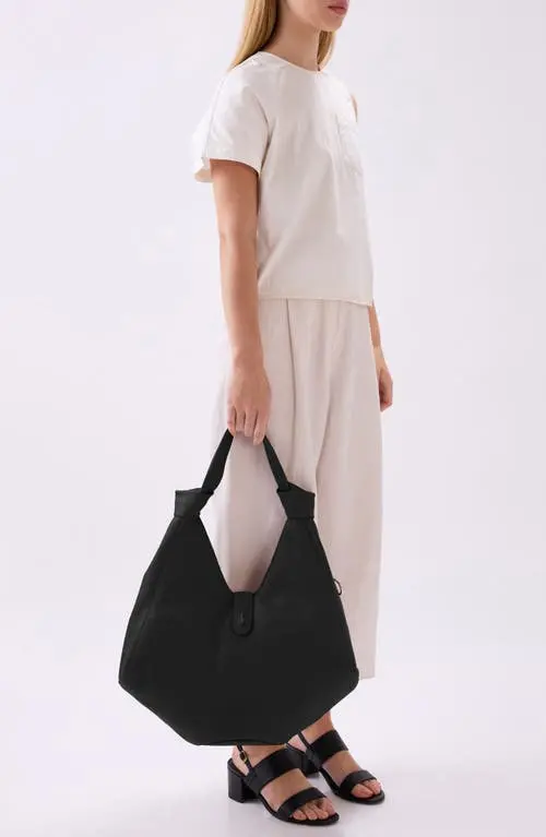 BEHNO Large Nelli Pebble Leather Hobo Bag - Black