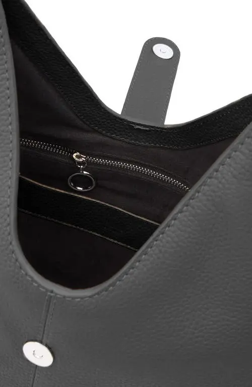 BEHNO Large Nelli Pebble Leather Hobo Bag - Black