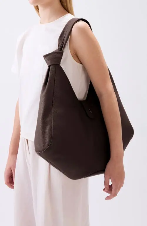 BEHNO Large Nelli Pebble Leather Hobo Bag - Cacao