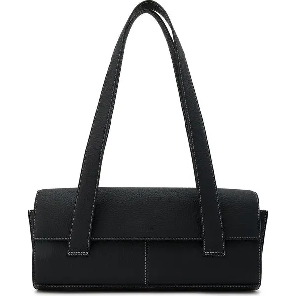 BEHNO Michelle Pebble Leather Shoulder Bag - Black